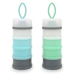 ladiso baby formula dispenser, formula container, portable milk powder dispenser container, baby feeding travel storage container, non-spill stackable baby snack storage container, bpa free, 2 packs