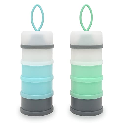 LADISO Baby Formula Dispenser, Formula Container, Portable Milk Powder Dispenser Container, Baby Feeding Travel Storage Container, Non-Spill Stackable Baby Snack Storage Container, BPA Free, 2 Packs