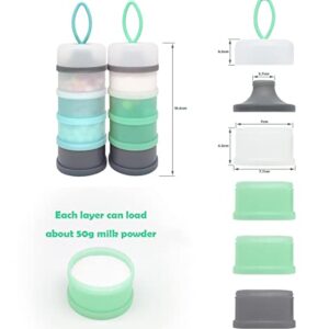 LADISO Baby Formula Dispenser, Formula Container, Portable Milk Powder Dispenser Container, Baby Feeding Travel Storage Container, Non-Spill Stackable Baby Snack Storage Container, BPA Free, 2 Packs