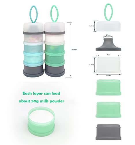 LADISO Baby Formula Dispenser, Formula Container, Portable Milk Powder Dispenser Container, Baby Feeding Travel Storage Container, Non-Spill Stackable Baby Snack Storage Container, BPA Free, 2 Packs