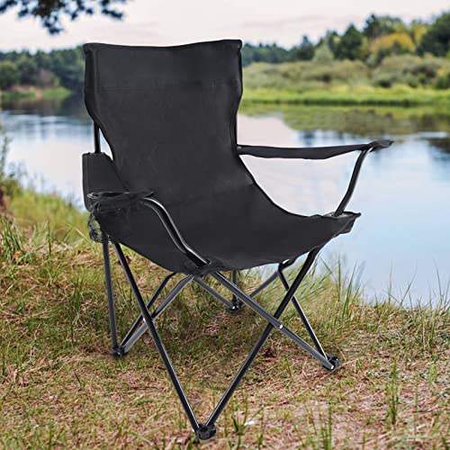 YSSOA Portable Folding Black Camping Chair, 2-Pack