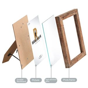 WARecorderM 5x7 Picture Frames Set of 4 - High Definition Glass New Patten Frame - Wall Mounting Frame Horizontal Vertical Format, Brown