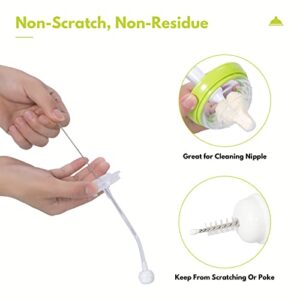 Carebabymore 8 Pcs Sponge Nipple Bottle Brushes, Baby Bottle Brush with 3 Pcs Nipple Cleaner, 3 Pcs Replacement Heads and 2 Pcs Straw Brushes, White