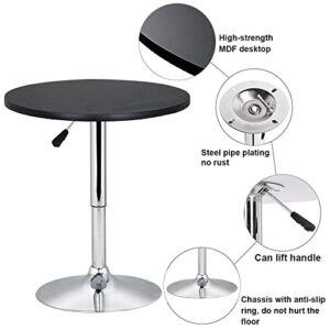 Yaheetech 3-Piece Bar Table Set, Round Bar Table and PU Leather Adjustable Swivel Chairs, Modern Counter Height Table Set with 2 Bar Stool for Kitchen, Black