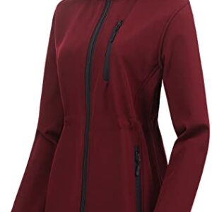 Chrisuno Women's Windproof Thermal Softshell Cycling Running Winter Jacket Biking Cold Weather Raincoat Burgundy S