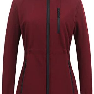 Chrisuno Women's Windproof Thermal Softshell Cycling Running Winter Jacket Biking Cold Weather Raincoat Burgundy S