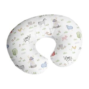 sweet jojo designs farm animals nursing pillow cover breastfeeding pillowcase for newborn infant bottle breast feeding (pillow not included) watercolor farmhouse barn horse cow sheep gender neutral