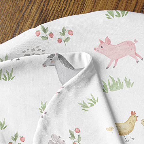 Sweet Jojo Designs Farm Animals Nursing Pillow Cover Breastfeeding Pillowcase for Newborn Infant Bottle Breast Feeding (Pillow NOT Included) Watercolor Farmhouse Barn Horse Cow Sheep Gender Neutral