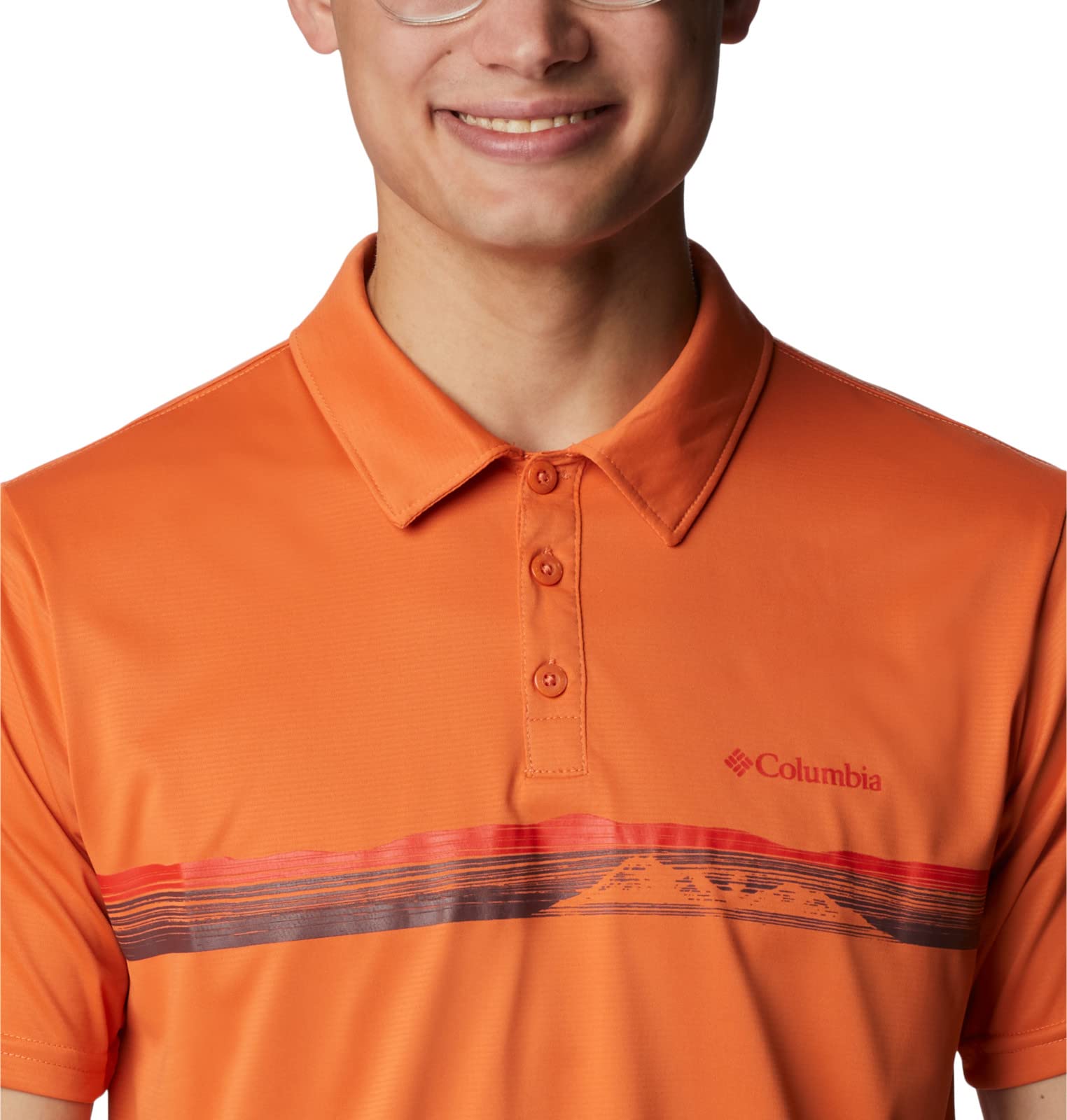 Columbia Men's Hike Novelty Polo, Desert Orange, Medium