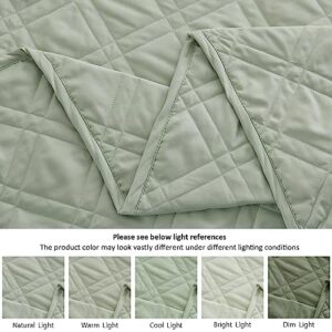 COZYART Sage Green Quilt Set Full/Queen Size, Bedspread Quilt Sets Soft Lightweight Quilted Coverlet Bedding Sets for All Season, 3 Pieces, 1 Quilt 2 Pillow Shams