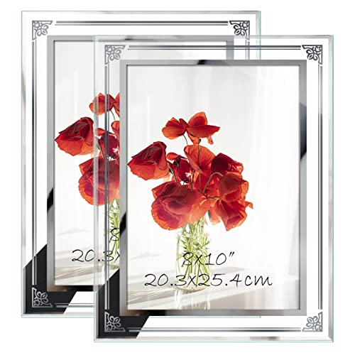 HORLIMER 8x10 Picture Frame Set of 2, Glass Photo Frame 8 by 10 for Tabletop, Horizontally or Vertically