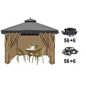 AONEAR Gazebo Privacy Curtains 10' x 10' with Zipper 4-Panels Side Wall Universal Replacement for Patio, Outdoor Canopy, Garden and Backyard (Curtain Only)