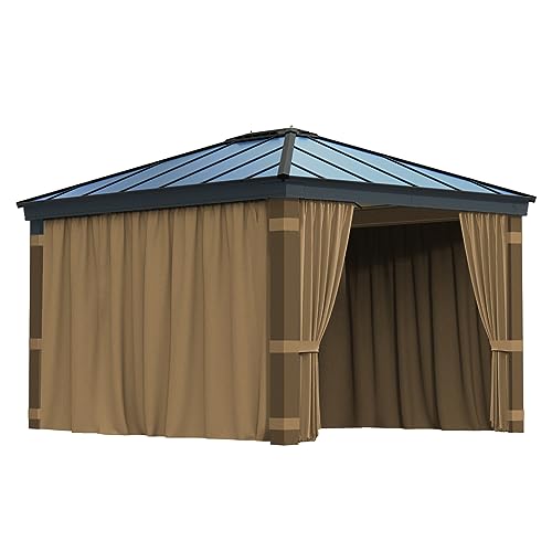 AONEAR Gazebo Privacy Curtains 10' x 10' with Zipper 4-Panels Side Wall Universal Replacement for Patio, Outdoor Canopy, Garden and Backyard (Curtain Only)