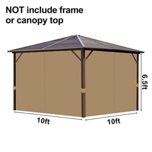 AONEAR Gazebo Privacy Curtains 10' x 10' with Zipper 4-Panels Side Wall Universal Replacement for Patio, Outdoor Canopy, Garden and Backyard (Curtain Only)