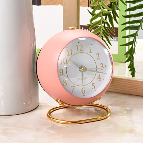 Tetino Analog Alarm Clocks,Retro Backlight Cute Simple Design Small Desk Clock with Night Light,Silent Non-Ticking,Battery Powered,for Kids,Bedroom,Travel,Kitchen,Bedside Desktop.(Green)