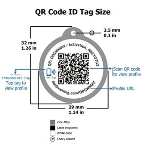 Pet Dwelling Cool Symbol NFC - QR Code Pet ID Tag for Dogs and Cats Link to Online Pet Profile, and Instant Email Alert with Tag Scanned Location