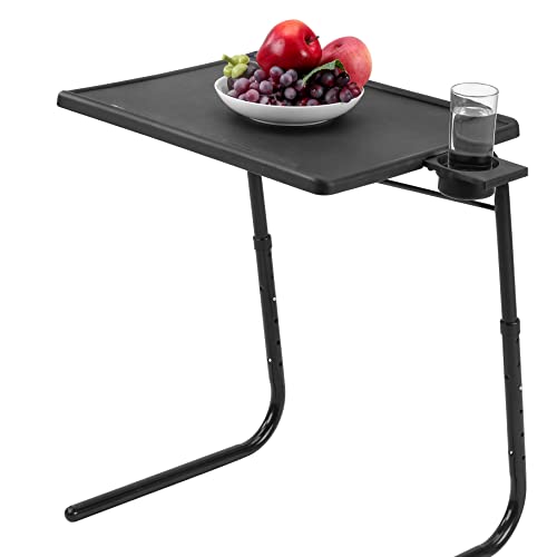 Boidheach TV Tray Stand is an Adjustable Angle Sofa Stand Coffee Table with six Height adjustments and Three Angles,Retractable Cup Holder, Convenient and Comfortable tv Tray