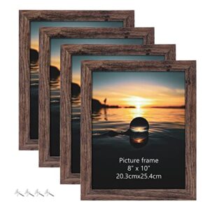 edenseelake 8x10 picture frame set of 4, rustic distressed brown wood pattern, photo frames 8 by 10 for desktop display and wall mounting