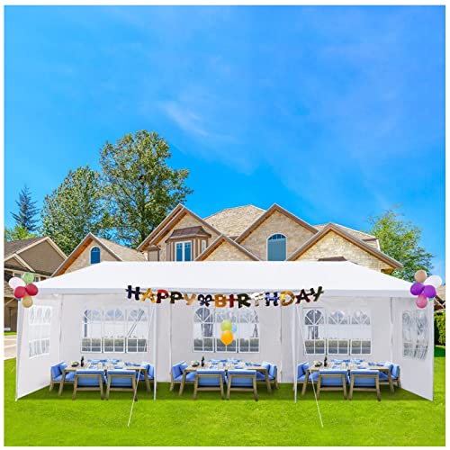 GIVIMO Party Canopy Tent 10x30 with Sidewalls White Gazebo Canopy Tents for Outdoor Wedding (10 * 30 with 5 Side Wall)