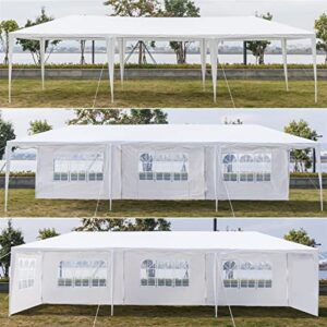 GIVIMO Party Canopy Tent 10x30 with Sidewalls White Gazebo Canopy Tents for Outdoor Wedding (10 * 30 with 5 Side Wall)