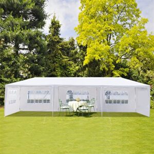 GIVIMO Party Canopy Tent 10x30 with Sidewalls White Gazebo Canopy Tents for Outdoor Wedding (10 * 30 with 5 Side Wall)