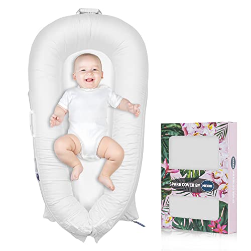 MEXXI Baby Lounger Cover | Fits Dockatot Deluxe + | Premium Quality | Baby Nest Replacement Cover | Hypoallergenic | (Cover Only) (Satin White)