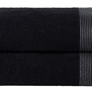 BELIZZI HOME Ultra Soft 2 Pack Oversized Bath Towel Set 28x55 inches, 100% Cotton Large Bath Towels, Ultra Absorbant Compact Quickdry & Lightweight Towel, Ideal for Gym Travel Camp Pool - Black