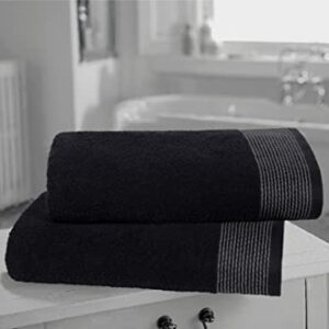 BELIZZI HOME Ultra Soft 2 Pack Oversized Bath Towel Set 28x55 inches, 100% Cotton Large Bath Towels, Ultra Absorbant Compact Quickdry & Lightweight Towel, Ideal for Gym Travel Camp Pool - Black