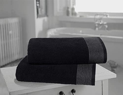 BELIZZI HOME Ultra Soft 2 Pack Oversized Bath Towel Set 28x55 inches, 100% Cotton Large Bath Towels, Ultra Absorbant Compact Quickdry & Lightweight Towel, Ideal for Gym Travel Camp Pool - Black