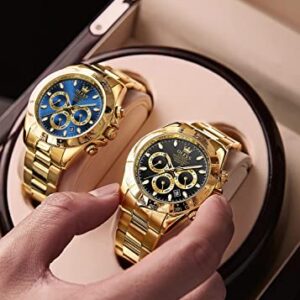 OLEVS Men's Black Gold Watches Automatic Mechanical Self Winding Stainless Steel Bezel Luminous Waterproof Luxury Dress Wrist Watches