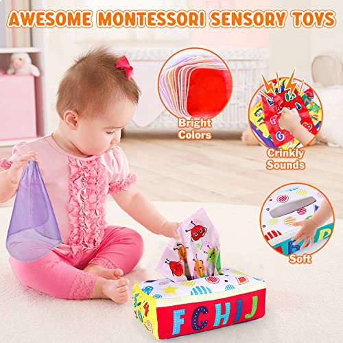 Yunaking Baby Toys 6 to 12 Months Magic Baby Tissue Box Montessori Toys for 1 Year Old Infant Toys 12-18 Months Sensory Toys for 5 6 9 12 18 Months Newborns Birthday Gift