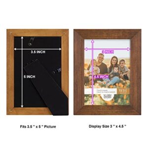 Renditions Gallery 3.5x5 inch Picture Frame Set of 2 High-end Modern Style, Made of Solid Wood and High Definition Glass Ready for Wall and Tabletop Photo Display, Walnut Frame