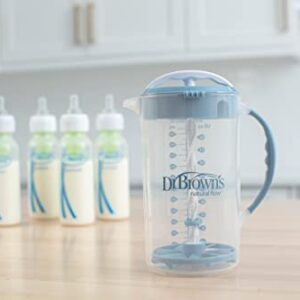 Dr. Brown's Baby Formula Mixing Pitcher with Adjustable Stopper, Locking Lid, & No Drip Spout, 32oz, BPA Free, Blue