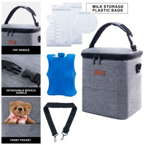 Madrease Premium Breastmilk Cooler Bag - Fits 6 Bottles with Ice Pack, 2 Milk Storage Bags, Reusable Freezer Bag - Ideal for Travel & Gifting