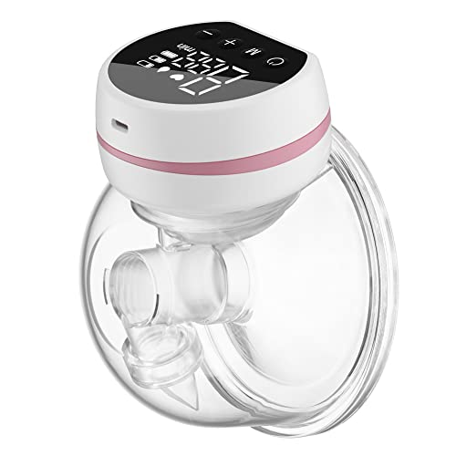 Wearable Breast Pump, LCD Hands-Free Pump, 3 Mode & 9 Levels Adjustable for Comfortable Pumping, Low Noise & Painless Electric Breastfeeding Pump, 24mm Flange (1)