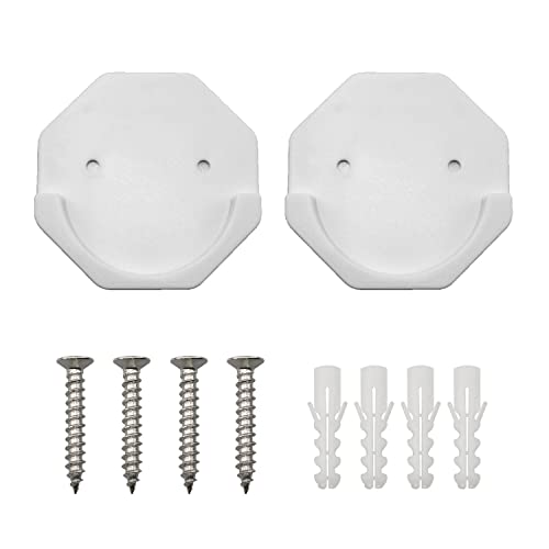 Curtain Rod Holder MEETOOT 2pcs Shower Curtain Rod Mount Holder For Wall Adhesive Bathroom Shower Rod Tension Retainer Hexagonal White with Screws DIY Shower Rod