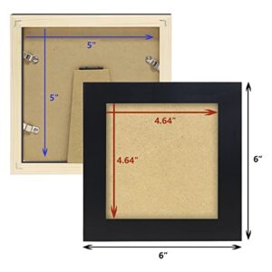 5x5 Black Picture Frames Square Classic Natural Wood 6 Pack for Wall Mounting and Tabletop Display