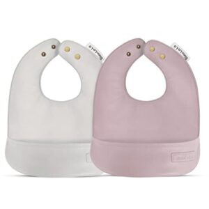 bleu la la silicone free vegan leather buttery soft bibs with pocket for infants & babies