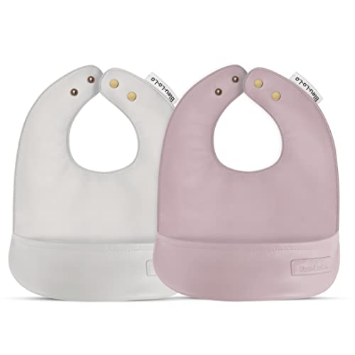 Bleu La La Silicone Free Vegan Leather Buttery Soft Bibs with Pocket for Infants & Babies