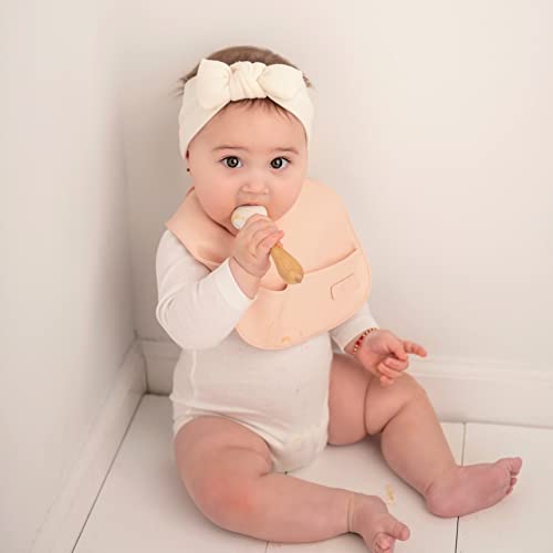 Bleu La La Silicone Free Vegan Leather Buttery Soft Bibs with Pocket for Infants & Babies