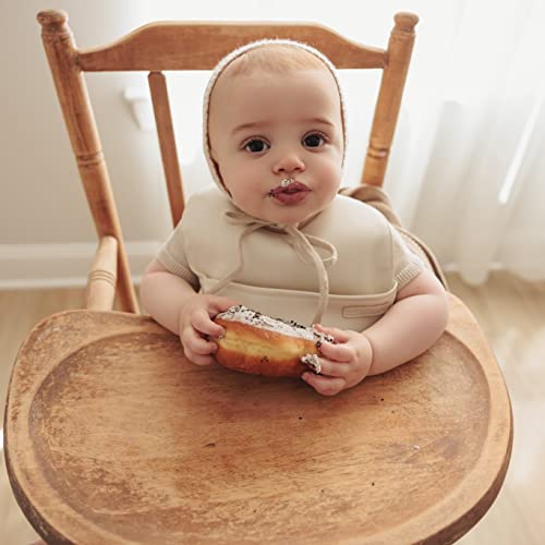 Bleu La La Silicone Free Vegan Leather Buttery Soft Bibs with Pocket for Infants & Babies