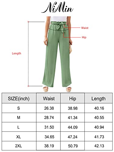 NIMIN High Waisted Wide Leg Pants for Women Comfy Dress Pants Loose Business Casual Pants Flowy Summer Beach Pants with Pockets Balck Large Black