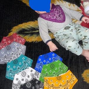 Maiwa 10 Pack Baby Triangle Bandana Bibs for Boys Girls for Drool Teething Eating with Snaps