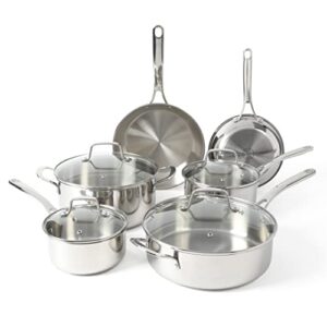 martha stewart castelle 10 piece 18/8 stainless steel induction safe pots and pans non-toxic cookware set