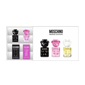 moschino toy mini trio gift set for women toy 2 eau de parfum mini splash 0.17 oz, toy 2 bubblegum eau de toilette mini splash 0.17 oz, toy boy eau de parfum mini splash 0.17 oz