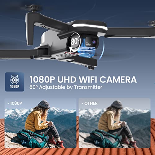 Holy Stone HS280 Foldable FPV Drone with Adjustable 1080P HD WiFi Camera, Lightweight RC Quadcopter for Kids Adults Beginner, 2 Modular Batteries, Auto Hover, Gravity Sensor, Voice Gesture Control