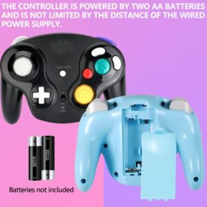 Dliaonew 2.4G Wireless Gamecube Controller, Classic Gamecube Wii Controller with Receiver Adapter for Wii Gamecube NGC (Black and Blue)