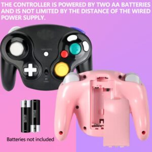 Dliaonew 2.4G Wireless Gamecube Controller, Classic Gamecube Wii Controller with Receiver Adapter for Wii Gamecube NGC (Black and Pink)