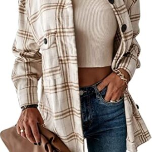 ANRABESS Womens Casual Plaid Shacket Button Down Long Sleeve Shirt Jacket