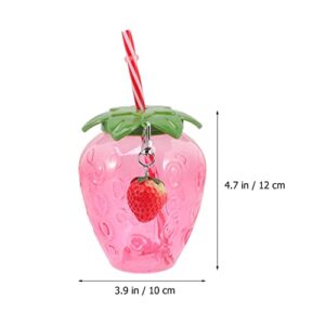 Alipis 4pcs Hawaii Sippy Cup Cartoon Fruit Straw Cups Party Sippy Cup Strawberry Shaped Cup Luau Drink Cups with Straw and Strawberry Pendant Beverage Juice Mug for Party